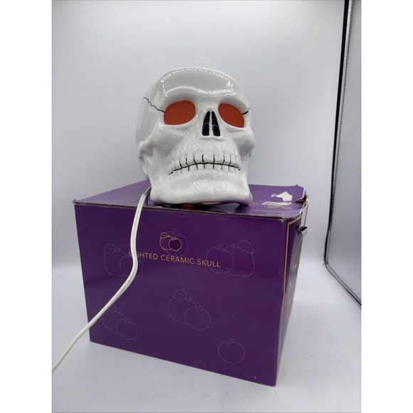 Costumes | Gothic Ceramic Skull Lighted Skeleton Head Halloween Prop ...